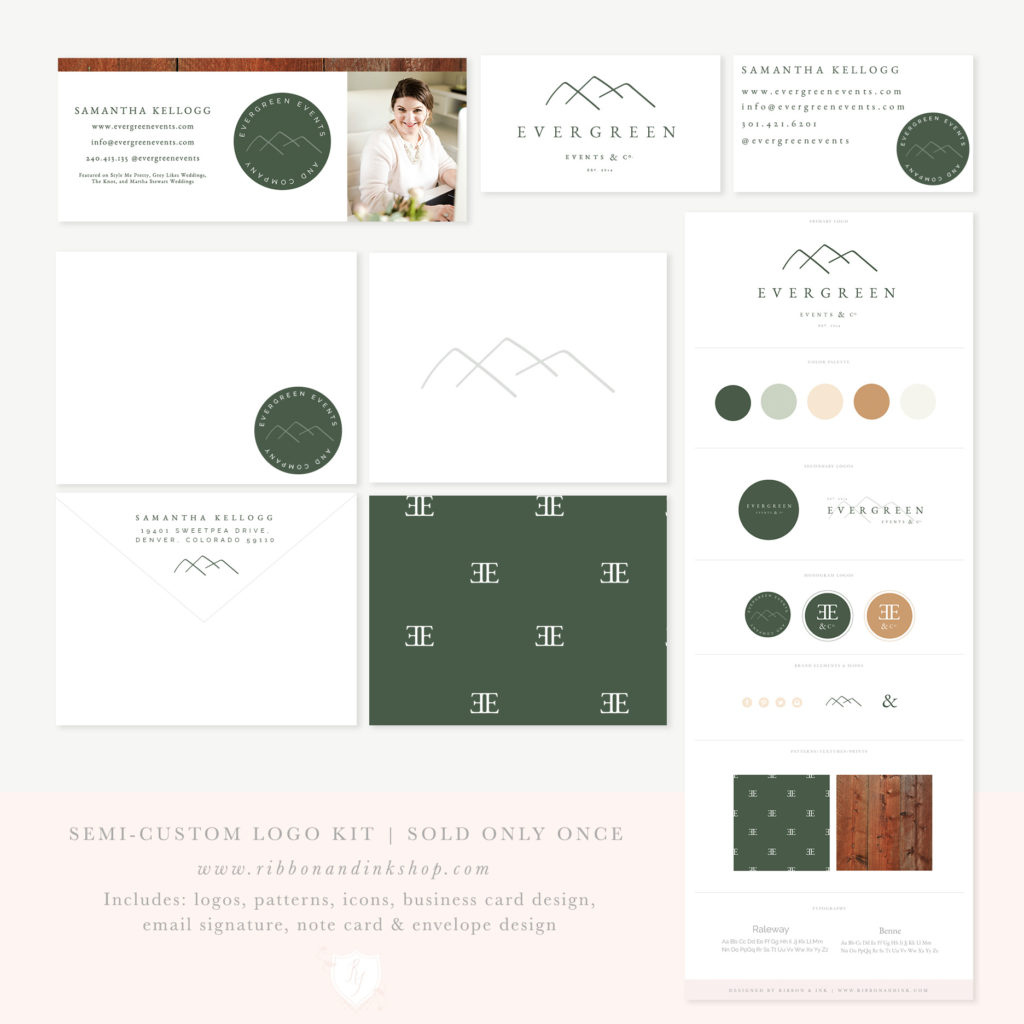 Semi Custom Brand Kit for Creatives | Green, Organic, Wood