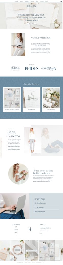 Showit Website Template for Wedding Stationery Businesses