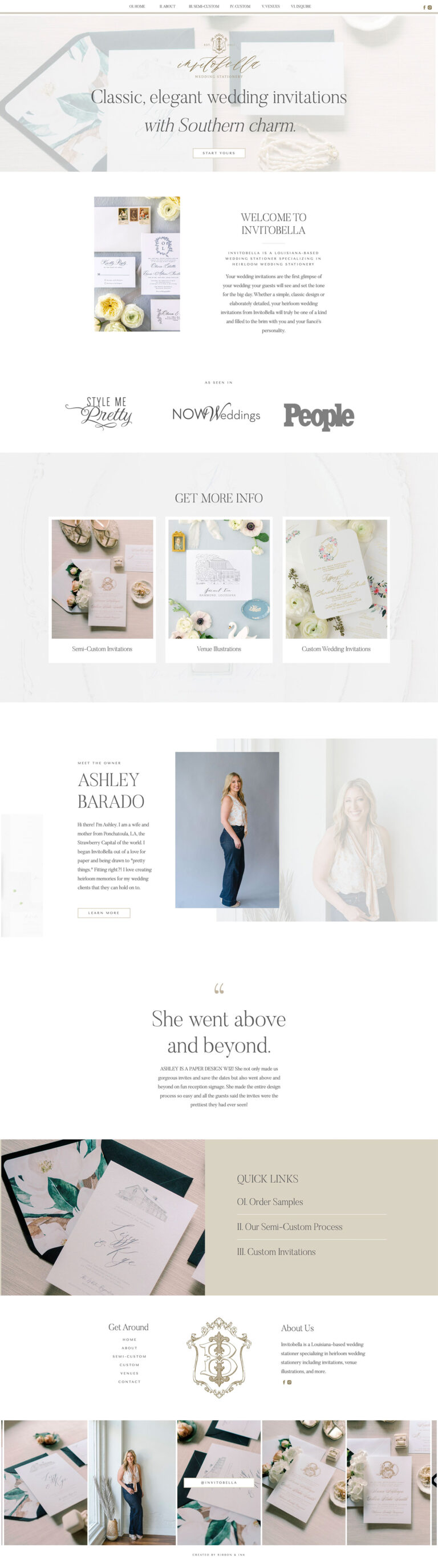 Customized Showit Website Template for Invitobella